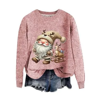 Generic 2025 Pull Femme Noel- Pull Chaud Manches Longues D&eacute;contract&eacute; Imprim&eacute; Ample Sweater Chic Et Elegant Classiques Doux Confortable Polyvalent Pullover Aut