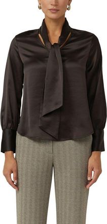 s.Oliver Black Label Satinbluse mit eleganter Kragen-Schluppe