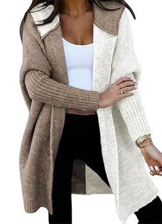 Generic Cardigan à capuche à manches longues ouvert sur le devant pour femme, manteau dextérieur surdimensionné décontracté pour lautomne, café, XL