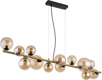 Globo Lighting Pendelleuchte H&auml;ngelampe Deckenleuchte Esszimmerlampe led Glas Amber 13-Flammig