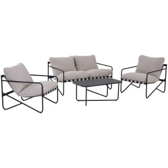 Sweeek Gartenlounge-Set aus Stahl f&uuml;r 4 Personen Anthrazit / Wei&szlig;