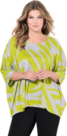 Miamoda Damen gro&szlig;e Gr&ouml;&szlig;en &Uuml;bergr&ouml;&szlig;en Plus Size Pullover, Oversized, Zebramuster, 3/4-&Auml;rmel Limette 58+ 836919402-58+