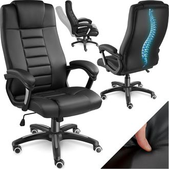 TecTake B&uuml;rostuhl, Chefsessel, Drehstuhl mit Rollen, Computerstuhl, h&ouml;henverstellbarer Schreibtischstuhl, ergonomischer B&uuml;rostuhl aus Kunstleder, Armlehnen & 