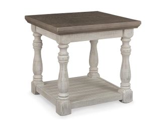 Signature Design by Ashley Havalance Farmhouse End Table, Whitewash/Brown Wood