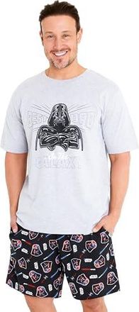 Disney Star Wars Pyjama Court Homme Ensemble Tee Shirt Homme et Short Pyjama Coton Doux Cadeau Baby Yoda Dark Vador (3XL, Gris Darth Vader)