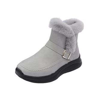Generic Bottes dhiver chaudes pour femme avec doublure en fausse fourrure - Style d&eacute;contract&eacute; - Bout rond - Fermeture &eacute;clair lat&eacute;rale - Talon plat - Antid&eacute;rap
