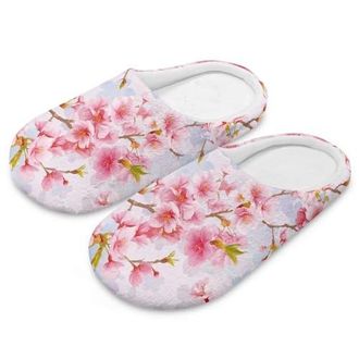 Coloranimal Pantoufles dint&eacute;rieur r&eacute;utilisables en coton pour femme - Pour chambre dinvit&eacute;s - Chaussures dint&eacute;rieur tendance &agrave; bout ferm&eacute;, Fleur de cerisier., 38.