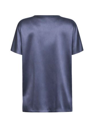 Giorgio Armani Womens Silk Satin Blouse Light Blue Shirt