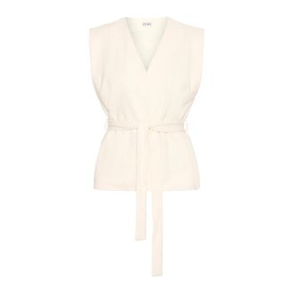 Ichi Elegante Jacke mit V-Ausschnitt und G&uuml;rtel - - Jackets - Damen - Beige - L
