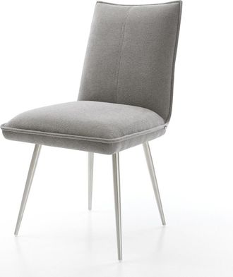 DELIFE Esszimmerstuhl Lelio-Flex Strukturstoff Soft Grau 4-Fu&szlig; konisch Edelstahl Taschenfederkern, Esszimmerst&uuml;hle
