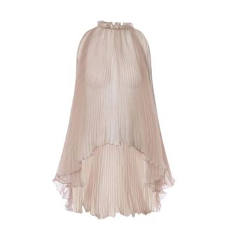 Alberta Ferretti Seidenorganza Plissiertes Top - - Tops - Damen - Beige - S