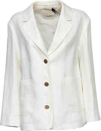 Max Mara Femme, Vestes, Blanc, Taille: 34 FR Giacca in stuoia di puro lino pesante