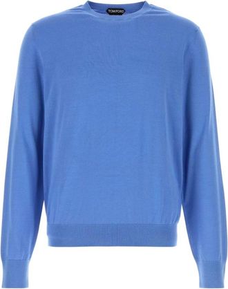 Tom Ford Homme, Pulls, Bleu, Taille: XL Fluid Silk Crew Neck