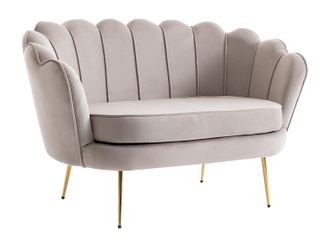 Vente-Unique Pascal Morabito-Muschelsofa 2-Sitzer - Samt - Graubraun - Dandelion