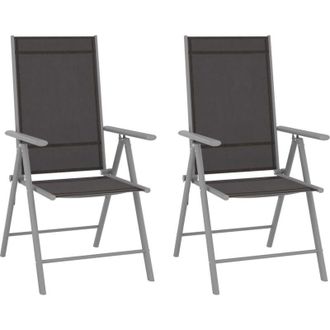 vidaXL Gartenst&uuml;hle Klappbar 2 Stk. Textilene Schwarz vidaXL