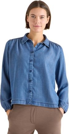 Cecil Lyocellbluse mit Smockdetail mid Blue wash XXL
