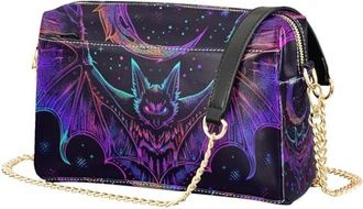 Mnsruu Sacs à bandoulière pour femme, sac à main en cuir avec croissant de chauve-souris fluo