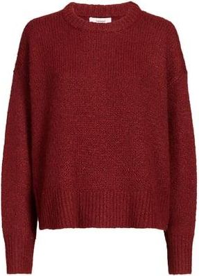 Topshop Runder Kragenpullover in Mesh - Rot