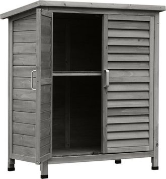 OUTSUNNY Armoire de jardin abri jardin remise pour outils sur pied dim. 87L x 46l x 96H cm &eacute;tag&egrave;re portes persiennes toit bitum&eacute; bois sapin