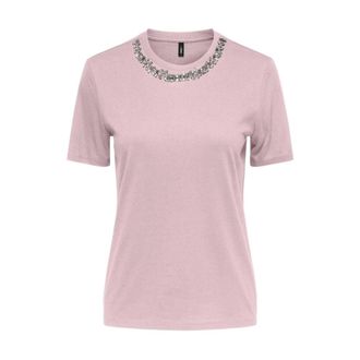 Only Only, Femme, Tops, Rose, Taille: 42 FR T-shirt &agrave; manches courtes et col rond
