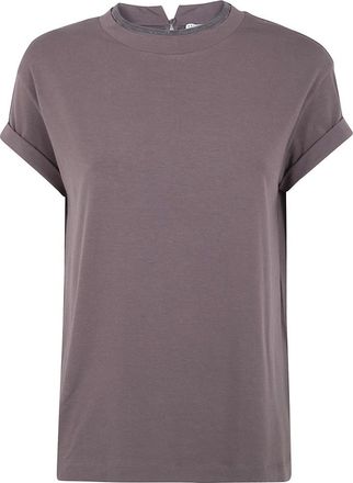 Brunello Cucinelli Femme, Tops, Brun, Taille: 40 FR T-shirt col rond