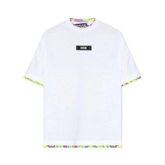 Versace Jeans Couture Animalier Logo T-Shirt - - Tops - Herren - Wei&szlig; - S
