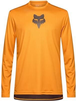 Fox Ranger LS Jersey Fox Head Maillot VTT Homme Manches Longues, Tissu Recyclé, Évacuation Transpiration, Panneau Arrière Abaissé, Logo Fox Head, Caramel,
