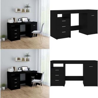 vidaXL Vidaxl - Bureau Noir 140x50x76 cm Bois dingénierie - Bureau Noir - Bureau Design - Bureau Informatique - Bureau Modulaire - Bureau Avec Tiroir
