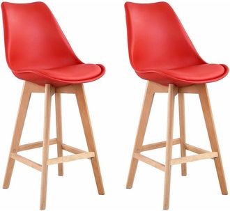 Happy Garden Happy Garden - Lot de 2 tabourets scandinaves sven rouge avec coussin