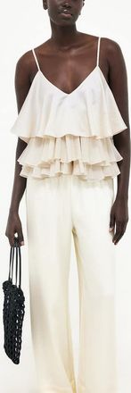 NA-KD top &agrave; volants superpos&eacute;s cr&egrave;me-Blanc