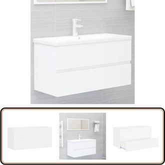 vidaXL Vidaxl - Armoire dévier Blanc 90x38,5x45 cm Bois dingénierie - Meuble De Salle De Bain - Armoire Lavabo - Rangement Salle De Bain - Meuble Vasque
