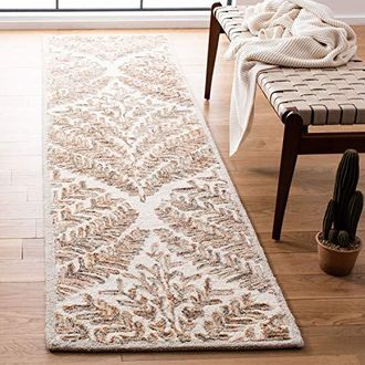 Safavieh Modern Teppich für Wohnzimmer, Esszimmer, Schlafzimmer - Capri Collection, Kurzer Flor, Beige und Elfenbein, 69 X 213 cm