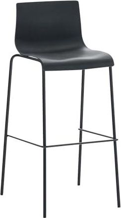 Clp Tabouret De Bar en Plastique I Chaise Haute De Bar Empilable I Pi&egrave;tement Et Repose-Pieds en M&eacute;tal I Hauteur DAssise 76 cm, Couleur:Noir, Couleur du Ca
