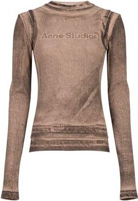 Acne Studios T-shirt manches longues &agrave; superposition en coton m&eacute;lang&eacute;