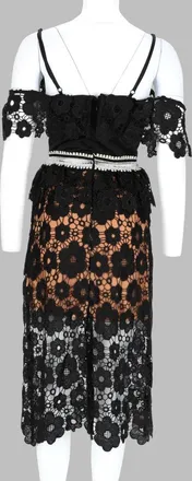 NJ Couture Macram&eacute; Lace Dress - Black
