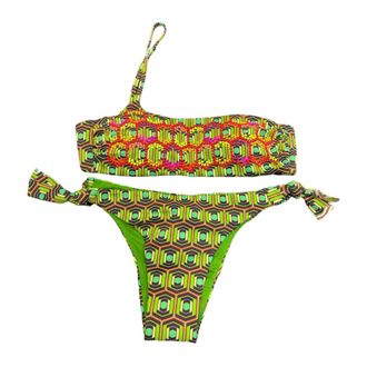Miss Bikini Geometrisches Hexagon Ein-Schulter Bikini Top - - Swimwear - Damen - Mehrfarbig - S