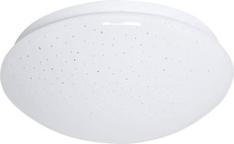 ETC Shop Deckenlampe LED Deckenleuchte Wohnzimmerlampe weiß mit Sterneneffekt in runder Form, Metall Kunststoff, 12W 840lm 3000K, DxH 26x9,2 cm