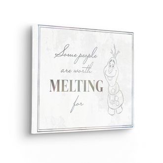 Komar Disney Keilrahmenbild im Echtholzrahmen - Frozen Olaf Stay Here - Größe 30 x 40 cm - Kinderzimmer, Leinwandbild, Wandbild