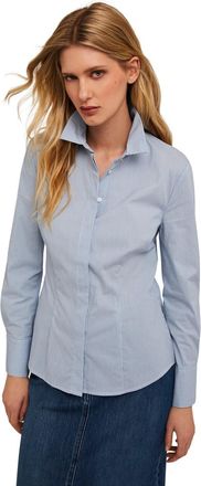 Motivi Hemdbluse aus gestreiftem Popeline Light - Blue 44 Spring Summer 25