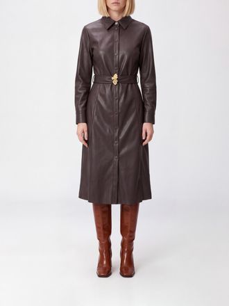 Liu Jo Robe chemise midi en simili cuir avec col classique et ceinture
