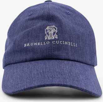 Brunello Cucinelli Denim hat with embroidered logo on the front - BRUNELLO CUCINELLI - gender_Man