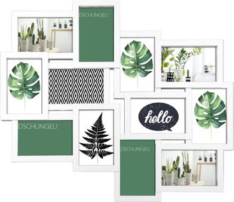 Wackadoo Bilderrahmen Collage 12 Bilder 10x15 cm - Fotorahmen f&uuml;r Wand, Fotocollage mit Glasscheiben, leicht & edel in wei&szlig;, f&uuml;r mehrere Bilder, picutre frame