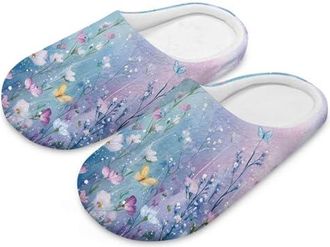 Coloranimal Chaussons de spa pour invit&eacute;s - Jetables et r&eacute;utilisables - Antid&eacute;rapants - Bout ferm&eacute;, Fleur de papillon r&ecirc;veur, 38.5/39.5 EU