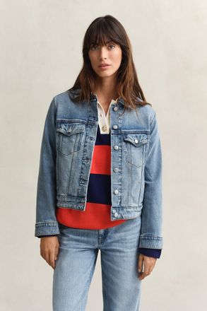 GANT Damen Trucker Jeansjacke (XXL) SEMI LIGHT Blau BROKEN IN