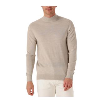 Profuomo Beige Mock Neck Merino Pullover Sweater - - Knitwear - Herren - Beige - XL