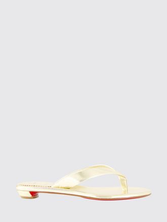 Christian Louboutin Tongs Miss Z en cuir lamin&eacute; avec un petit talon