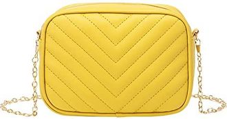 Generic Sac &agrave; bandouli&egrave;re tendance pour femme avec motif &agrave; rayures &eacute;l&eacute;gant et design fonctionnel en cha&icirc;ne pour un compagnon &eacute;l&eacute;gant au quotidien, jaune, Tail