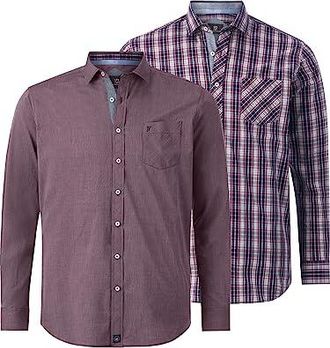 Jan Vanderstorm Homme Lot De 2 Chemises Julian Rouge, 4XL (XXXXL) - 49/50