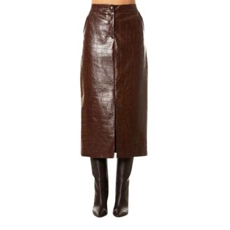 Actualee Langer Rock mit Kokosnussmuster - - Skirts - Damen - Braun - S