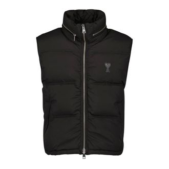 Ami Homme, Vestes, Noir, Taille: S Veste sans manches motif coeur